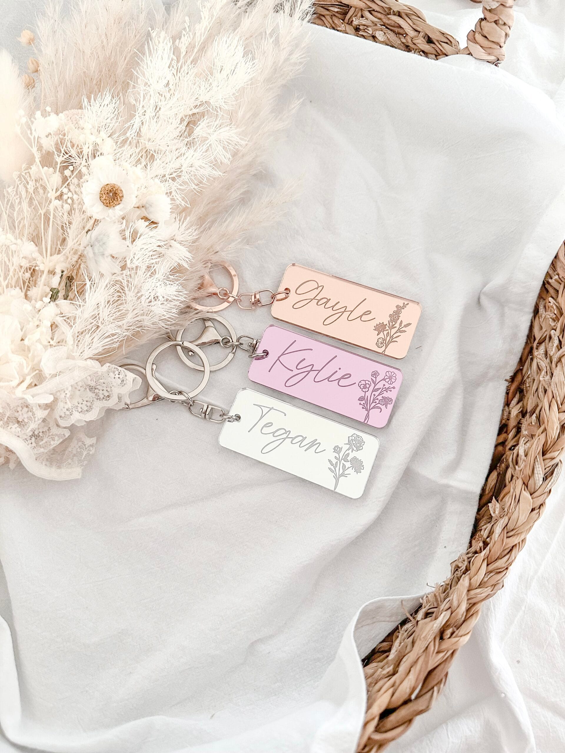 Personalised Keychain | Birth Flower - Chuckle & Wood