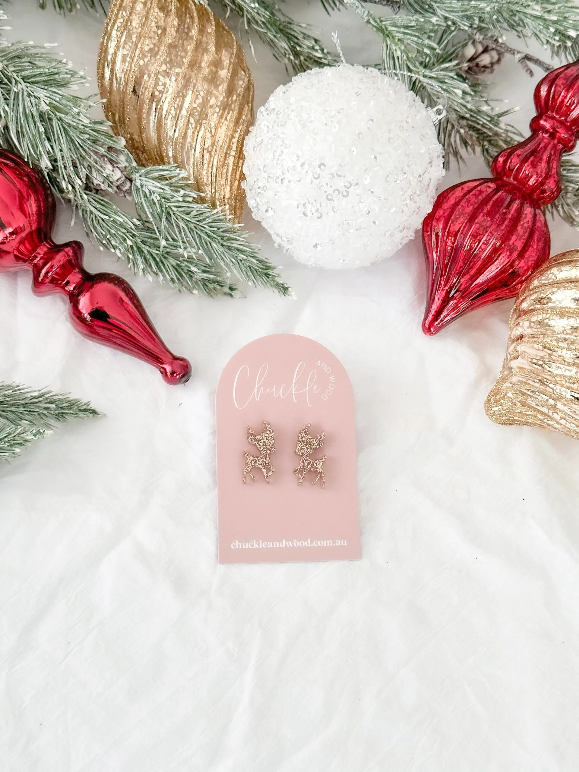 Prancing Reindeer Studs - Chuckle & Wood