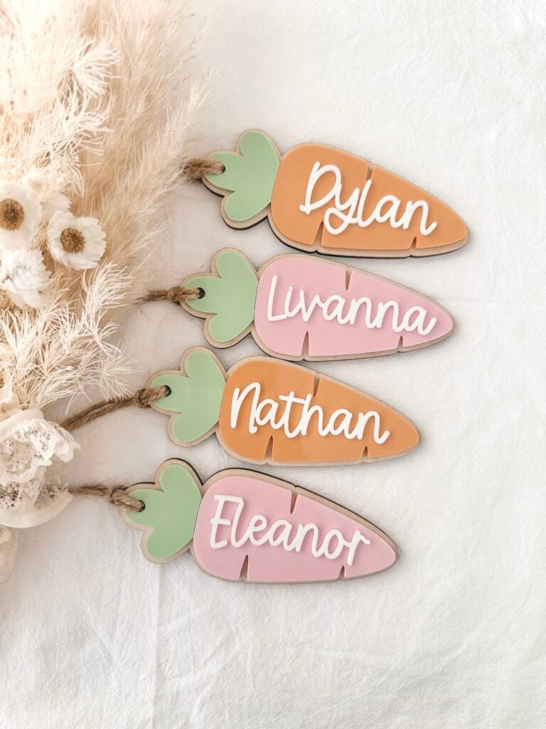 Personalised Easter Basket Tag | Carrot - Chuckle & Wood