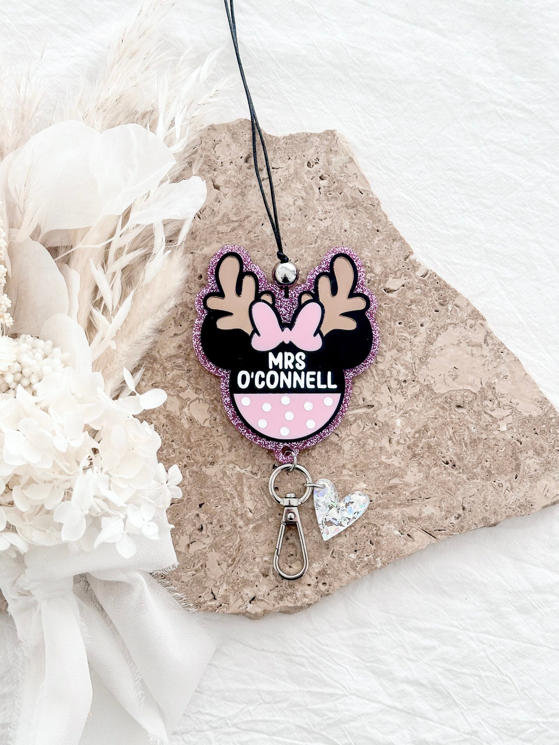 Minnie the Reindeer Lanyard | Pink - Chuckle & Wood