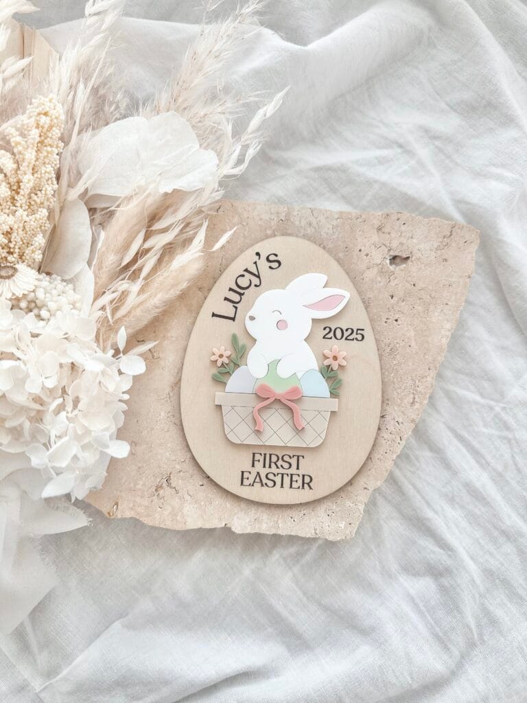 Personalised My First Easter Plaque | Floral Easter Bunny - Chuckle & Wood
